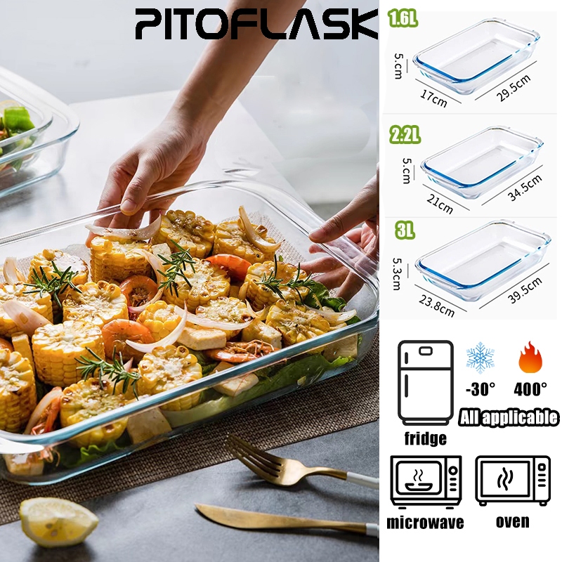 High Quality Microwaveable Rectangular Tempered Borosilicate Glass Baking Tray Storage Tray With ...