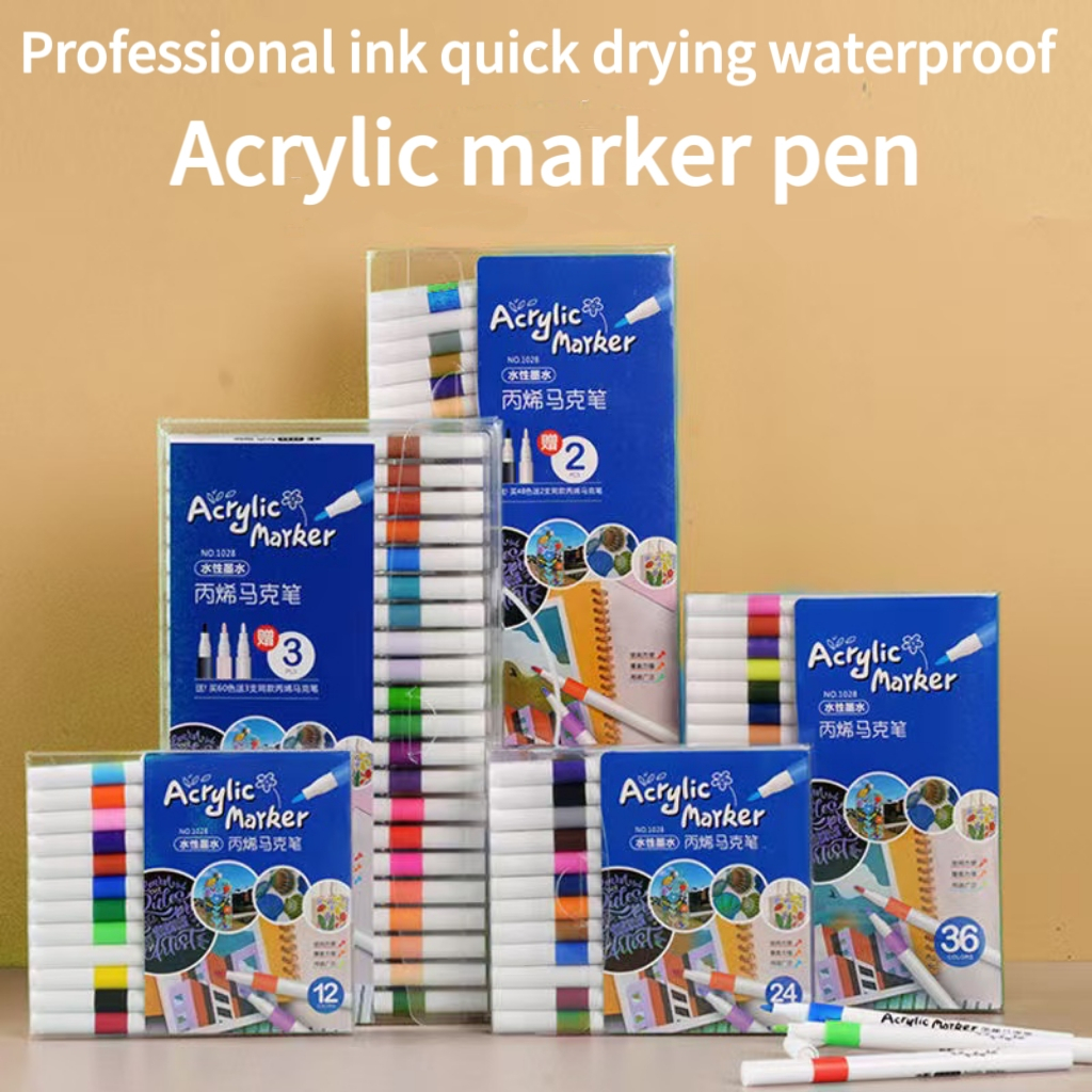 Acrylic Marker Pen Coloring Waterproof Highlighter Drying Painting Art ...