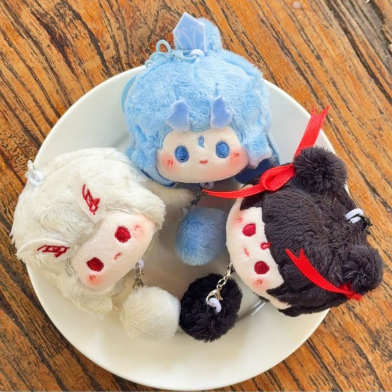 Cute Nezha Dolls Keychain Plush Toys Cartoon Dragon Key Ring Ne Zha Ao ...
