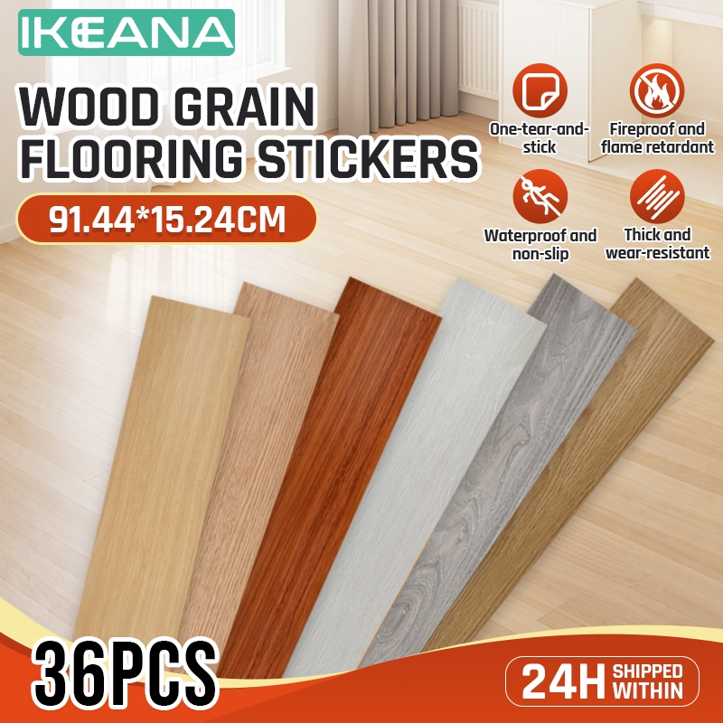 36PCS Self Adhesiv Vinyl Tile Flooring Sticker 3D Wood Grain Waterproof ...
