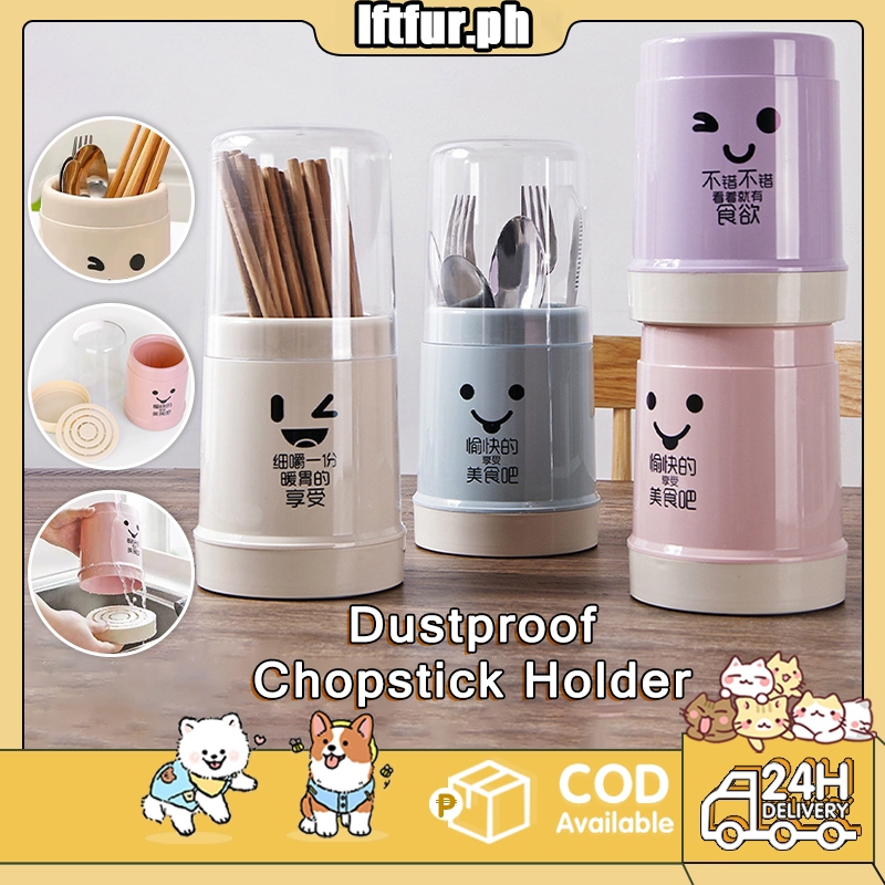 Dustproof Chopstick Holder with Cover Cylinder Detachable Flatware Rack ...