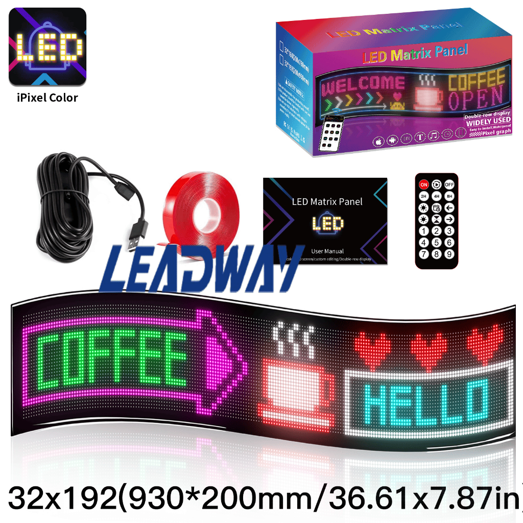 USB 5V Flexible 32*64/96/128/160/192 LED Scrolling Text Pattern ...