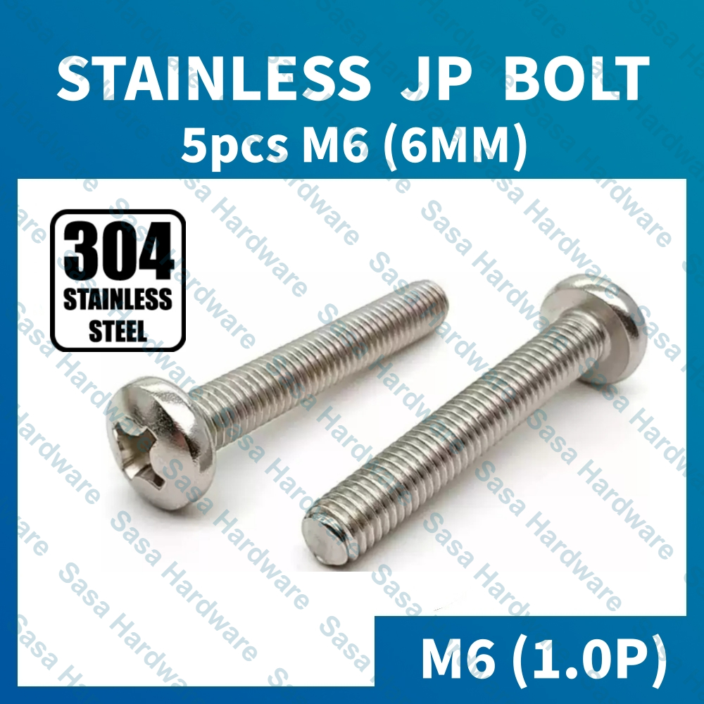 M6 ( 1.0P ) JP Bolt / MACHINE BOLT SS304 MACHINE STOVE BOLT | Shopee ...