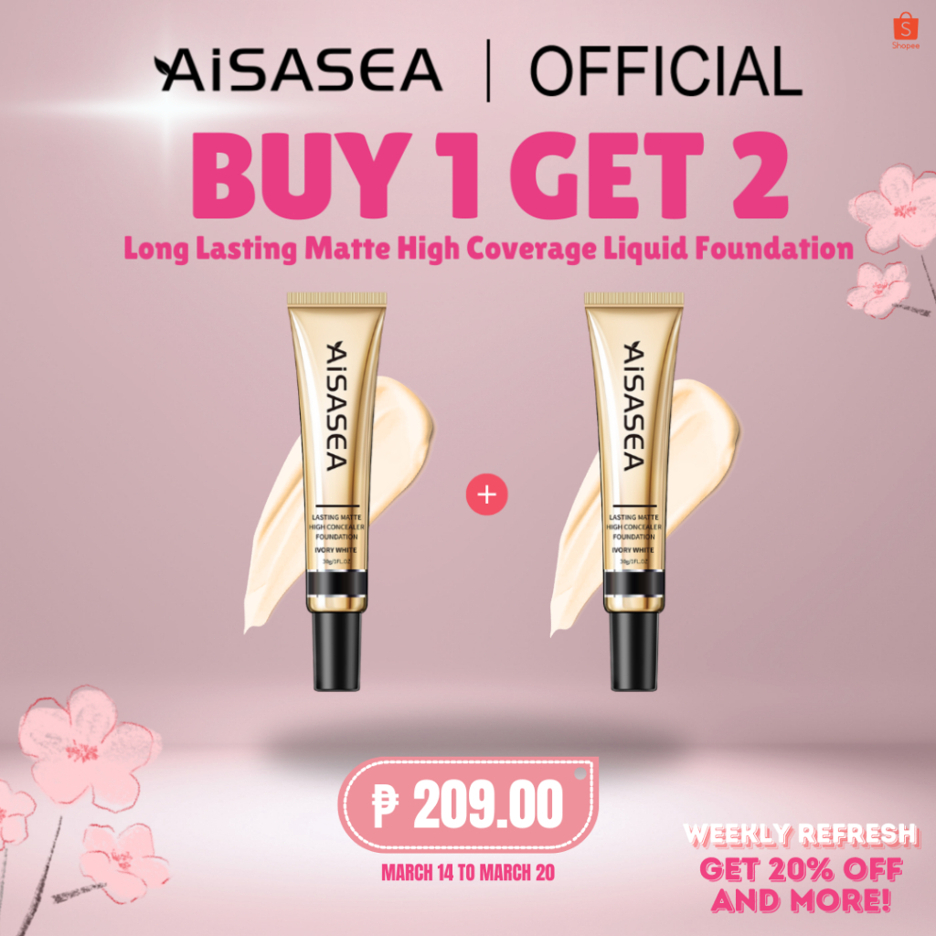 [2-Pack]AISASEA Long Wear Matte High Concealer Foundation 30g*2 SPF30 ...