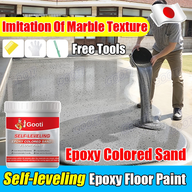 50-Year Durable GOOTI Epoxy Colored Sand Self-Leveling Cement Floor Paint Imitating Marble ...