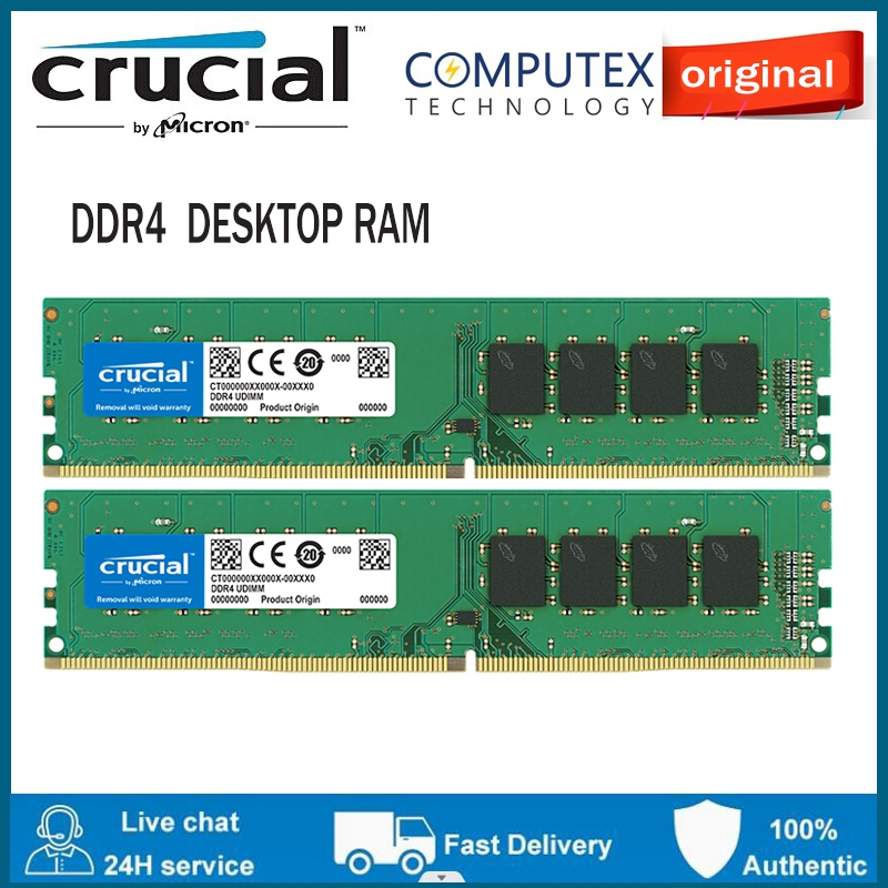 Crucial DDR4 PC RAM 4GB 8GB 16GB DDR4 2133/2400/2666/3200MHz Desktop Memory Computer RAM 1.2V ...