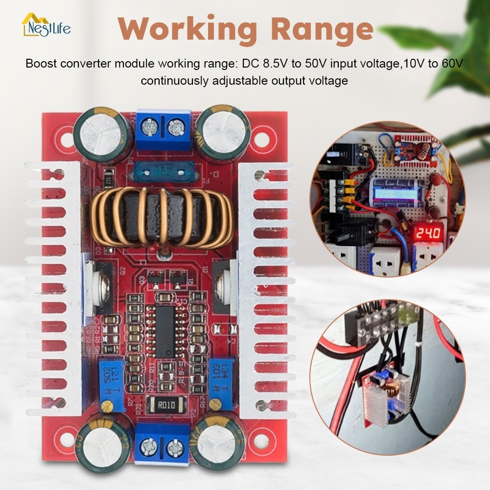 400W 15A DC Step-up Boost Converter Constant Current Power Supply Driver 8.5-50V to 10-60V Step ...