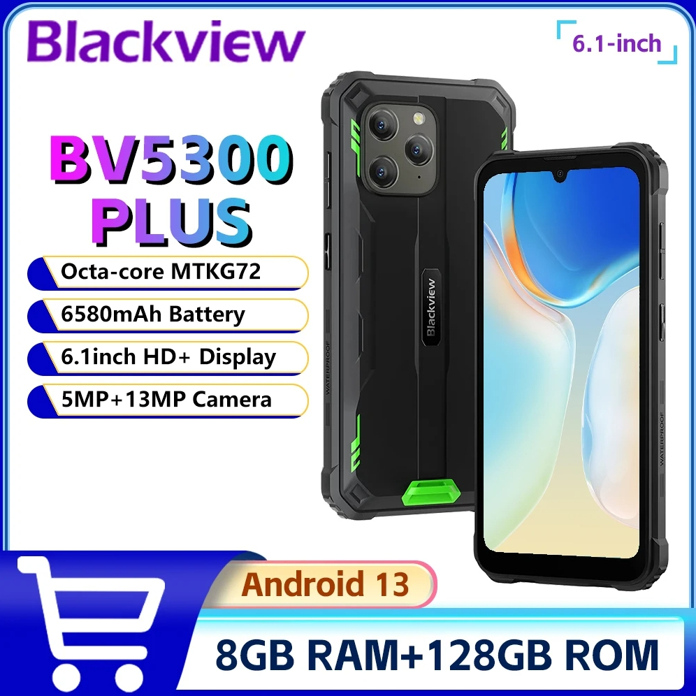 Blackview BV5300 Plus Rugged Smartphone Android 13 Octa-core G72 6.1'' HD Display 8GB 128GB ...