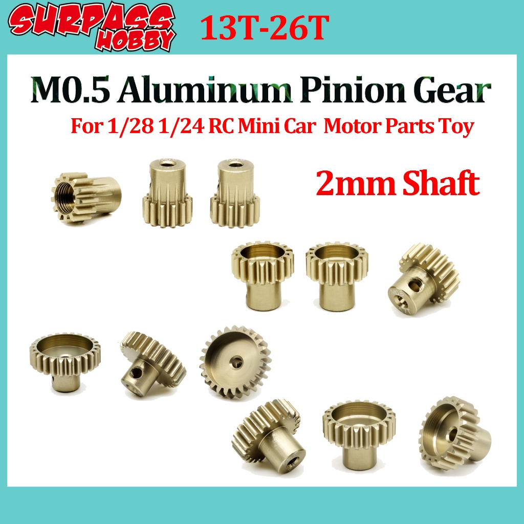 Surpass Hobby M0.5 Aluminum Pinion Gear 13T-26T 2mm Motor Shaft For 1/ ...