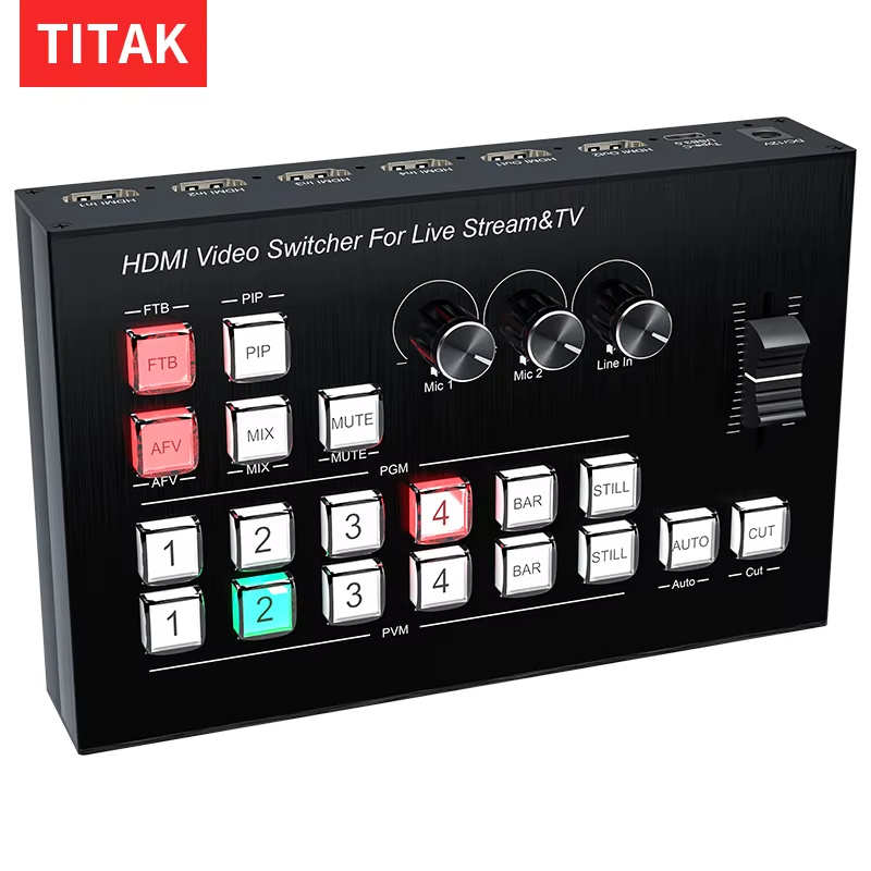 4K Video Switcher 4 Channel HDMI Multi Camera Streaming Live Production ...