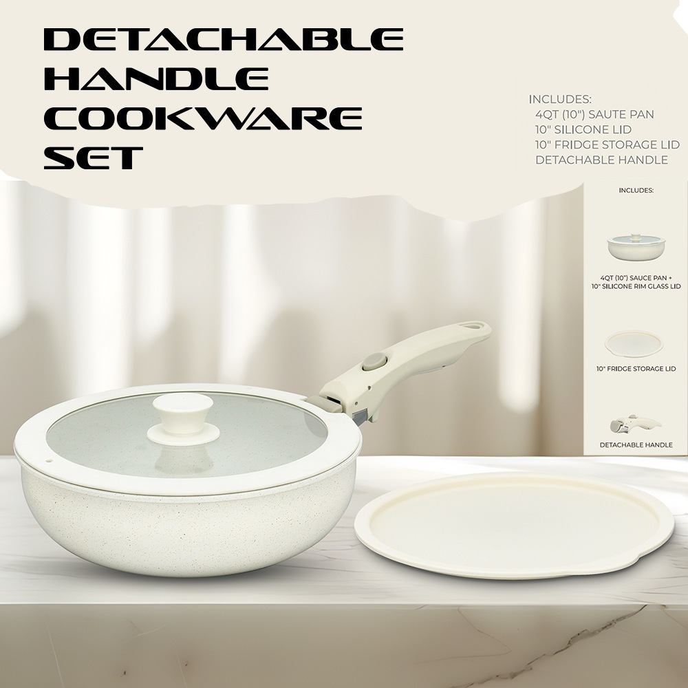 Pans Set, Nonstick Detachable Handle Cookware Set, Induction Kitchen ...