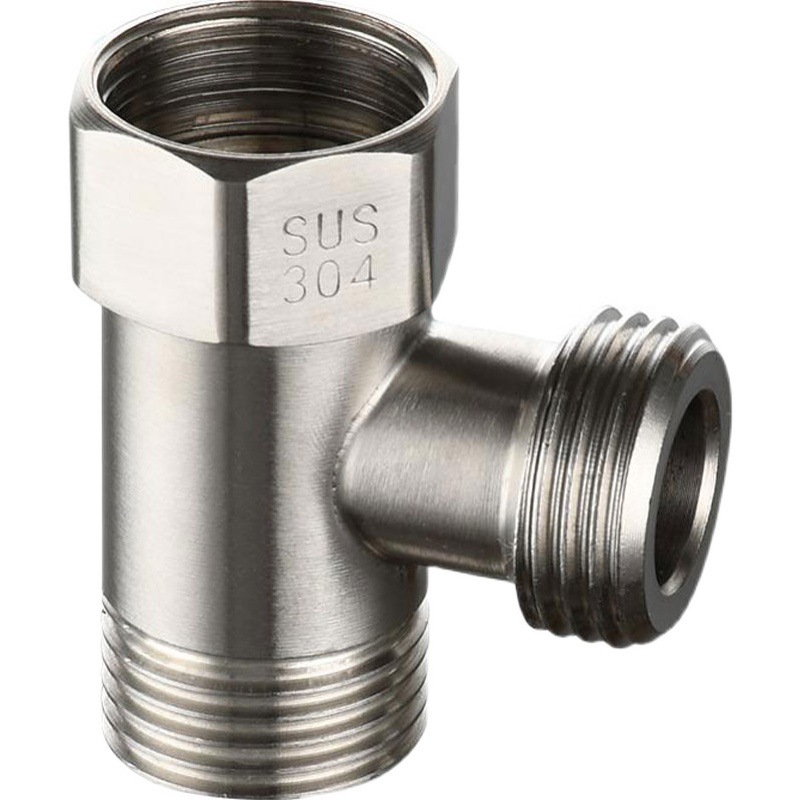 3-way Tee Connector Stainless Steel T Adapter G 1/2 T Valve Diverter ...