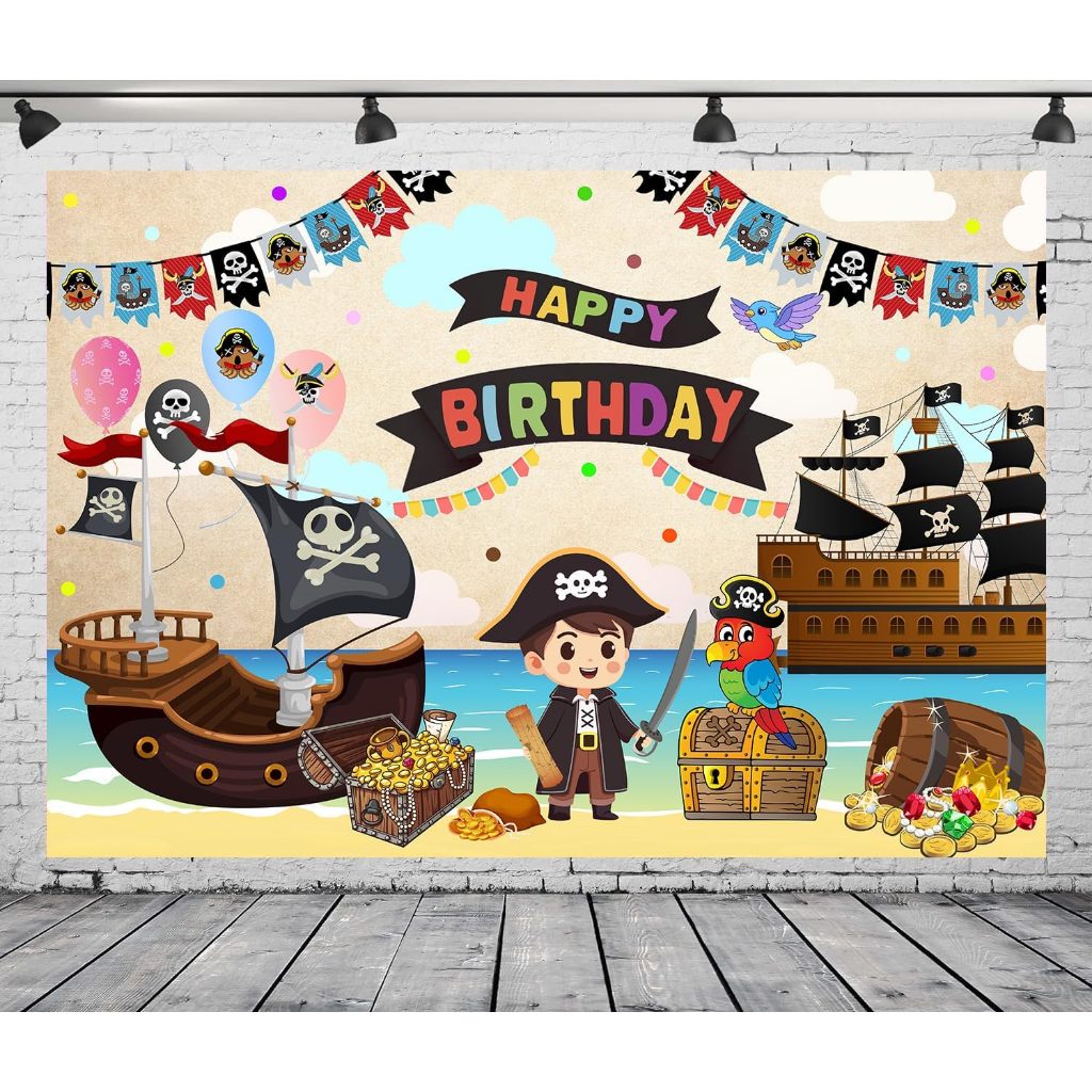 5x3ft Pirate Party Backdrop Pirate Treasure Map Nautical Theme ...