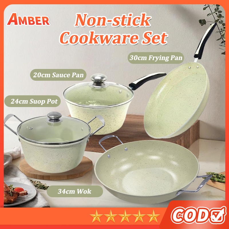 【Sa stock】Non Stick Pan Set Cookware Set Frying Pan Induction Ceramic ...