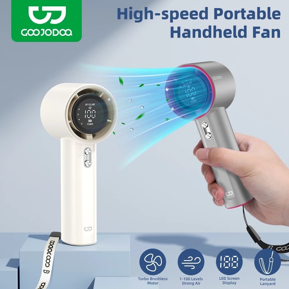 GOOJODOQ Mini Fan 4000 mAh Turbo Fan Rechargeable Handheld Portable ...