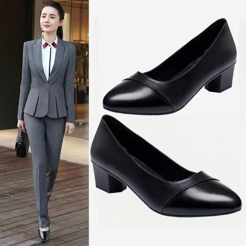 New fashion Round Toe high heels school office work shoes black heels ...