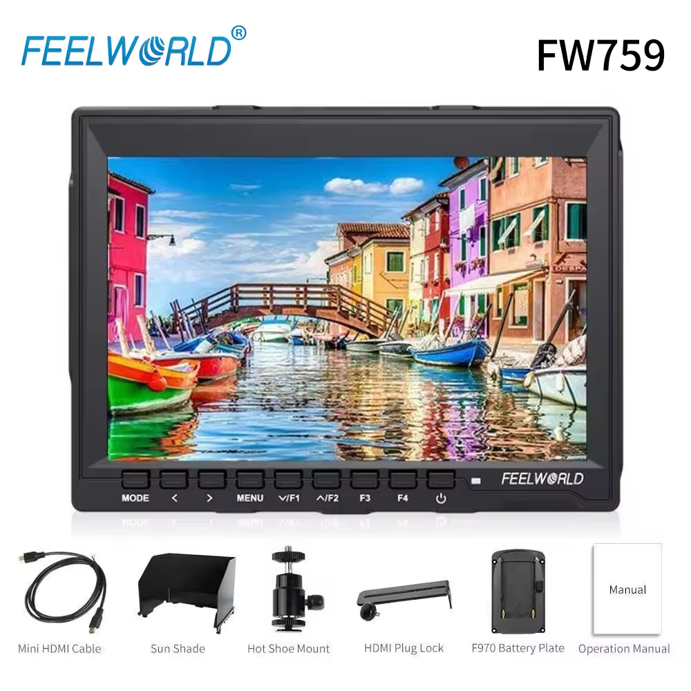 FEELWORLD FW759 7″ IPS Digital SLR Camera On-site Monitor 4K HDMI 1280x800 Camera Field DSLR ...