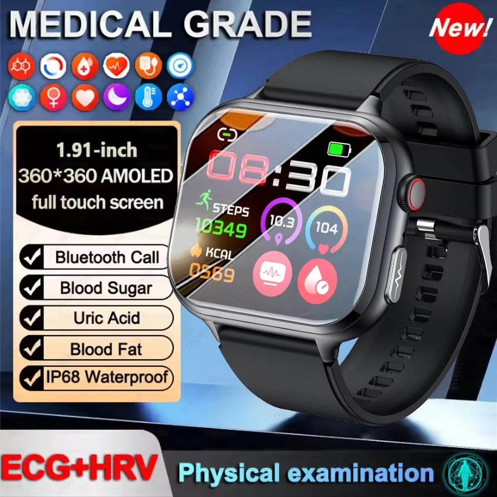 2025 New ECG+HRV Uric Acid Non-Invasive Blood Glucose Smart Watch Men ...