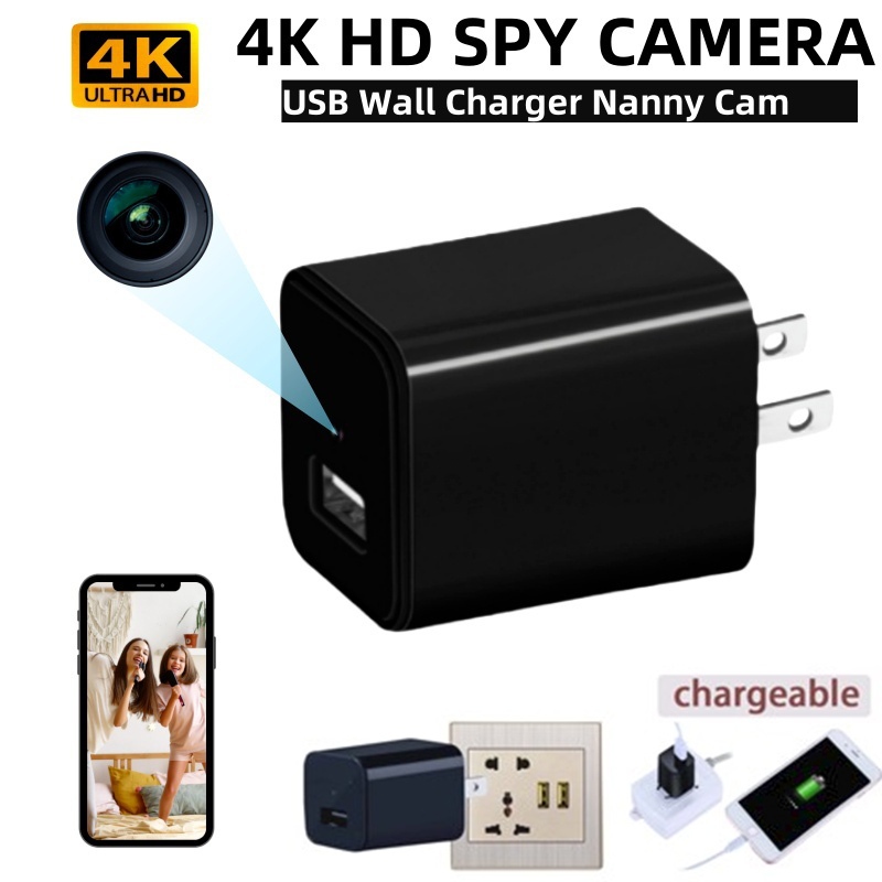 Mini Charger Camera 4K OTG H.264 MP4 Monitoring Pets Elderly Children ...