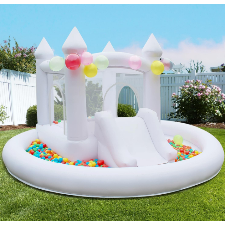 Quick installation and quick setup White bouncy house with ball pits ...