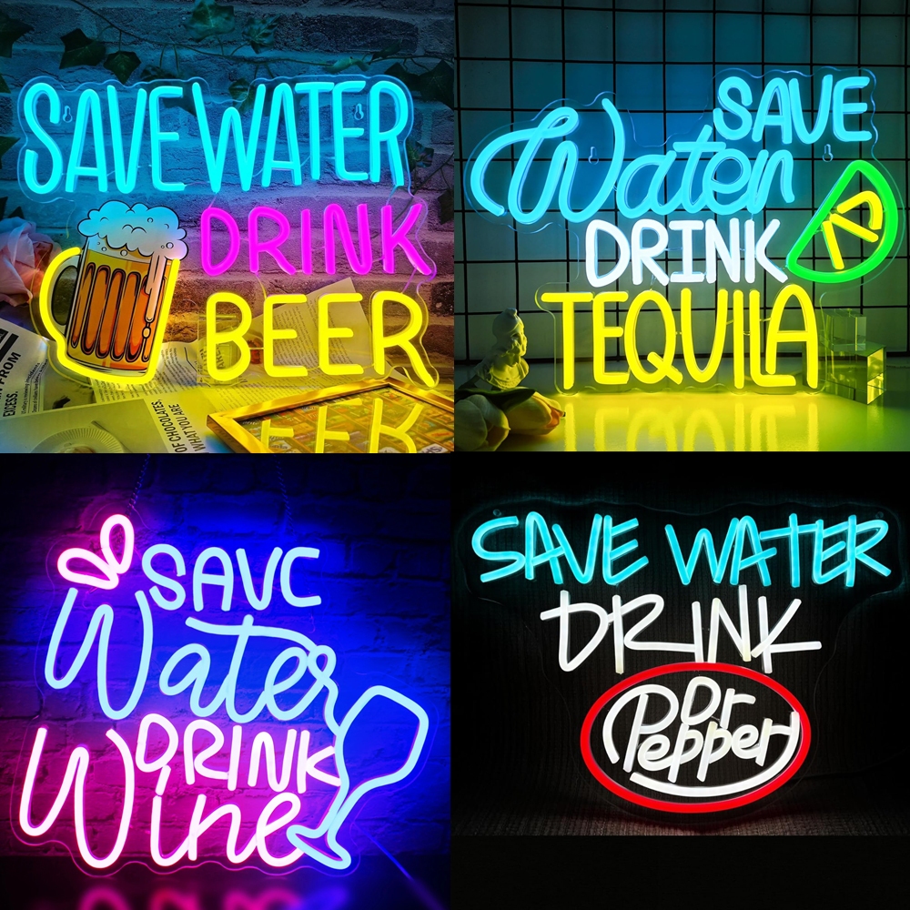 Save Water Drink Beer Neon Sign Save Water Drinks Wine,Save Water Drink ...