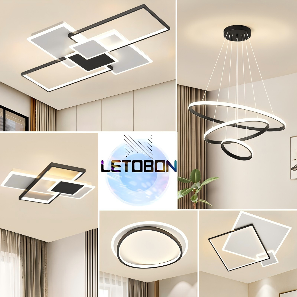 LETOBON LED Ceiling Lights Living Room Tricolor Ceiling Light Remote ...