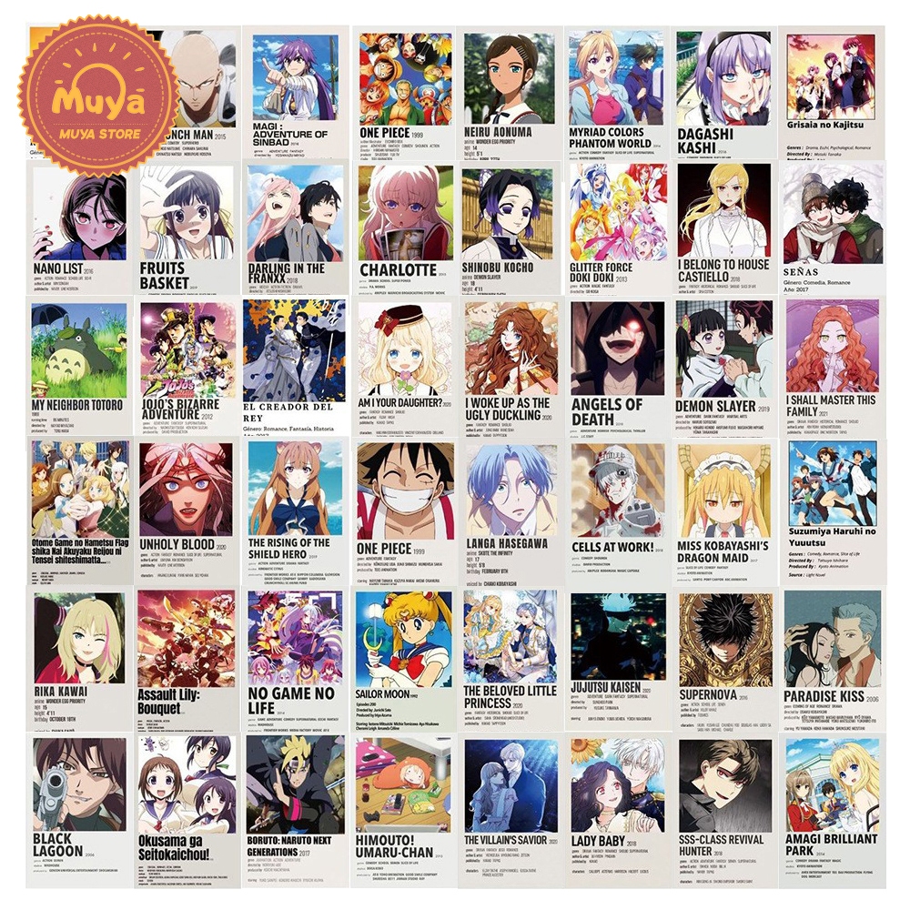MUYA 50pcs Japanese Anime Wanted Poster Stickers - Waterproof Vinyl ...