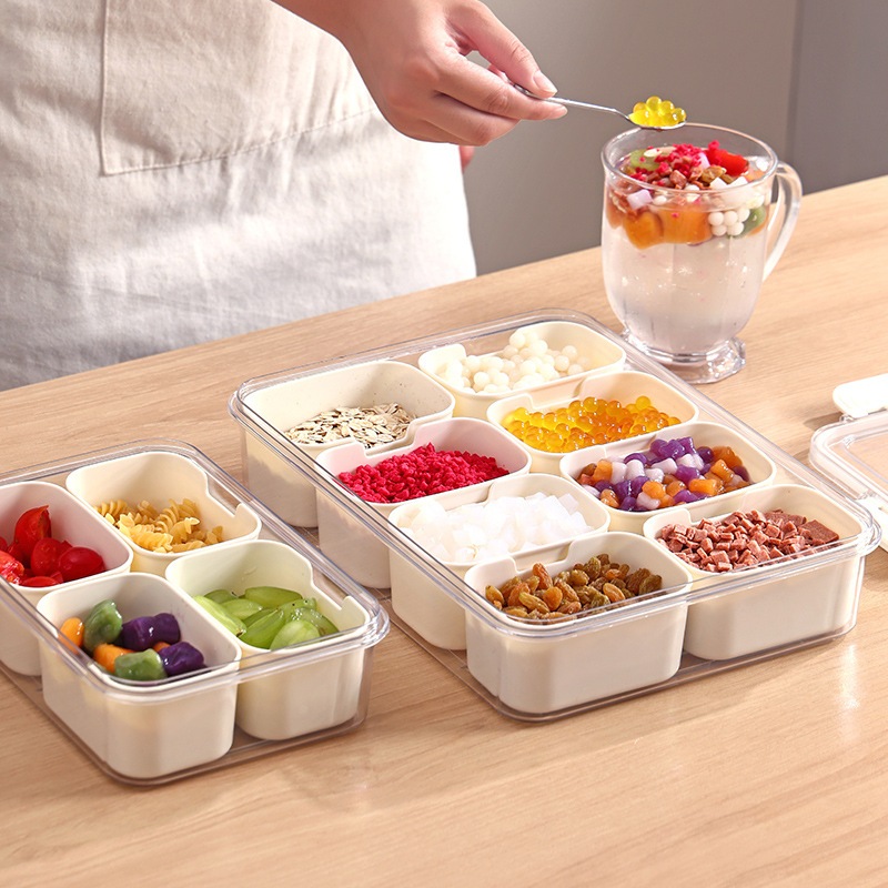 8 Grids Meal Prep Food Storage Dispenser Snack Serving Tray Compartment ...