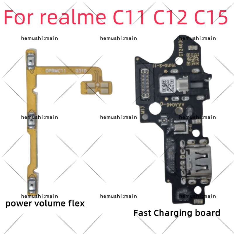 For realme C11 C12 C15 Power Volume Flex Button Switch USB Charger ...