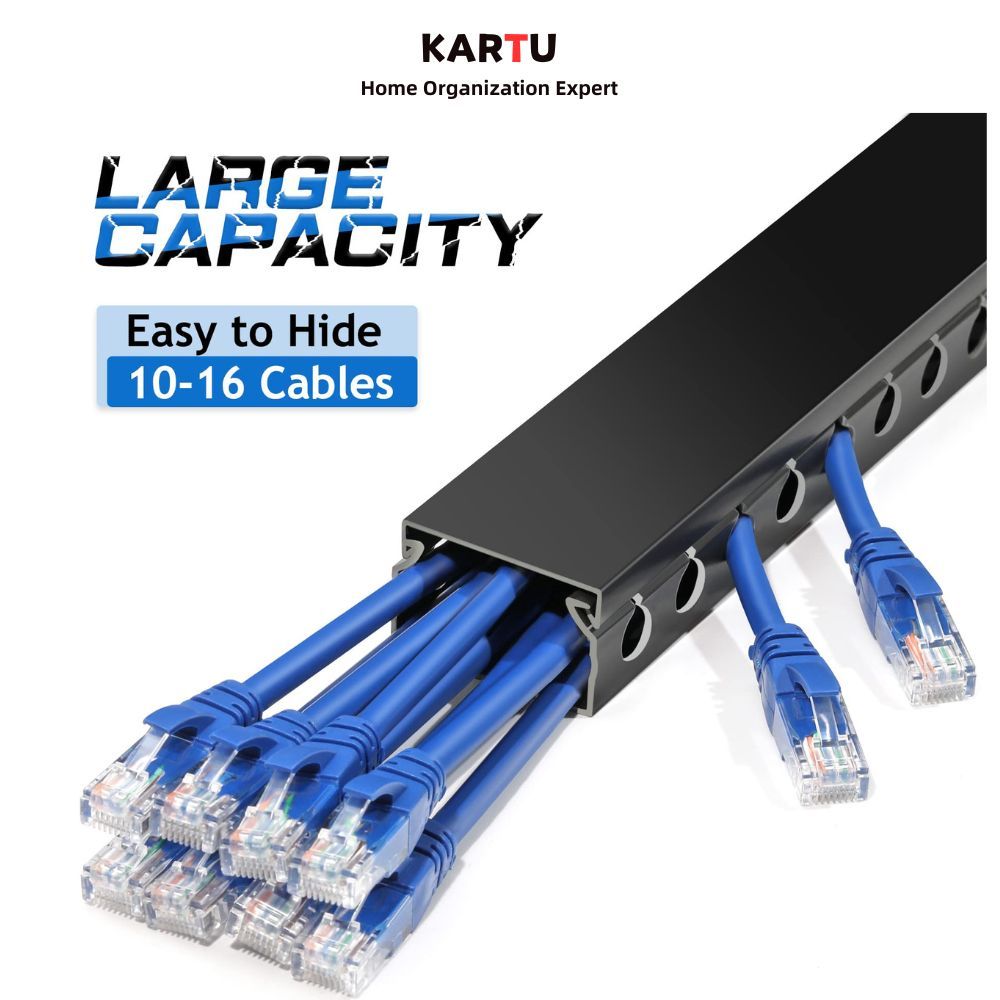 【New Upgrade】2PCS Cable Raceway, Cable Management Under Desk Cord ...