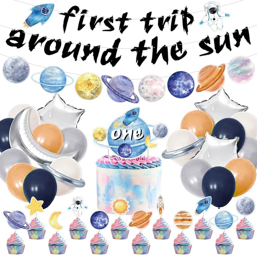 Outer Space Party Planet Rocket Globe Travel Banner Galaxy Solar System ...