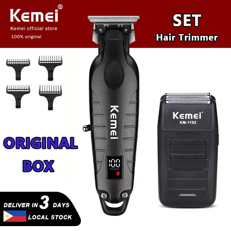 Kemei KM-2293(All Metal)+KM-1102 Hair Clipper Fast Charging Barber Machine Hair Cutter Hair ...