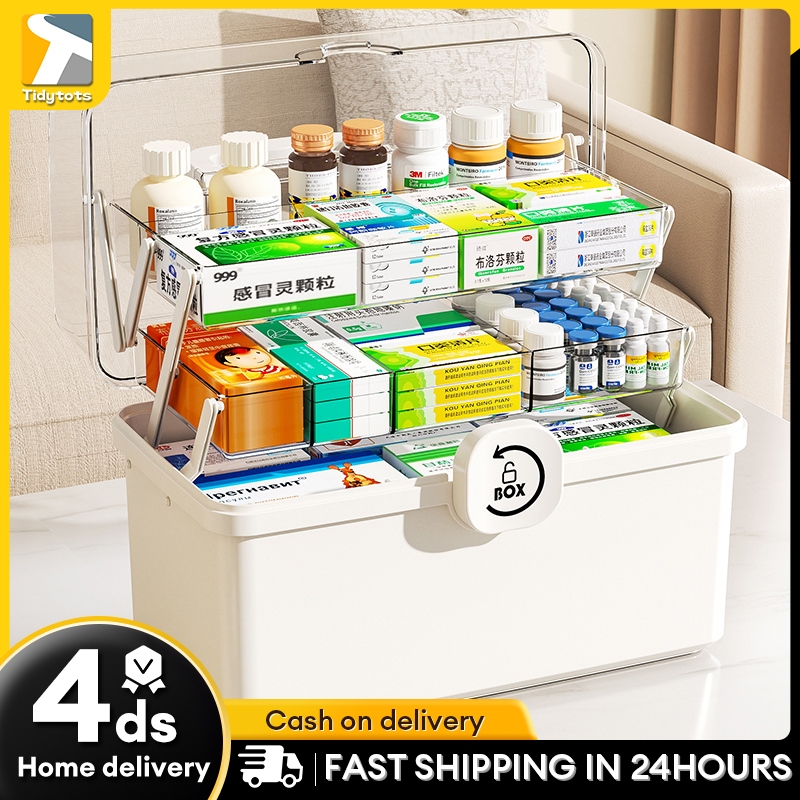 Tidy Tots First Aid Kit Storage Box Medicine Box Organizer Tackle Box ...