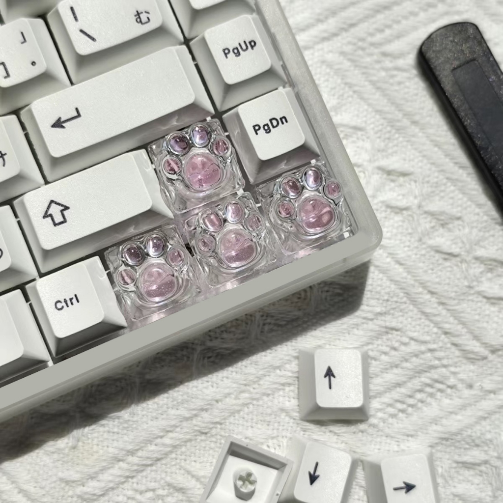 YMDK Cat Claw Keycaps Handmade Shine Through Transparent Resin ...