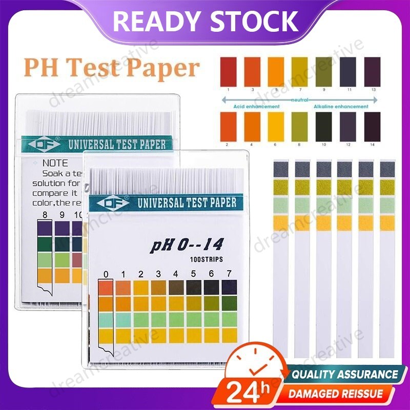 100Pcs 0-14 Full Range PH Test Strips Litmus Paper Universal Alkaline ...