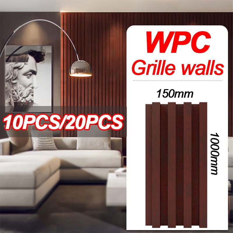 20PCS Solid Wood Panel Board PVC Grille Waterproof Design Ecological ...