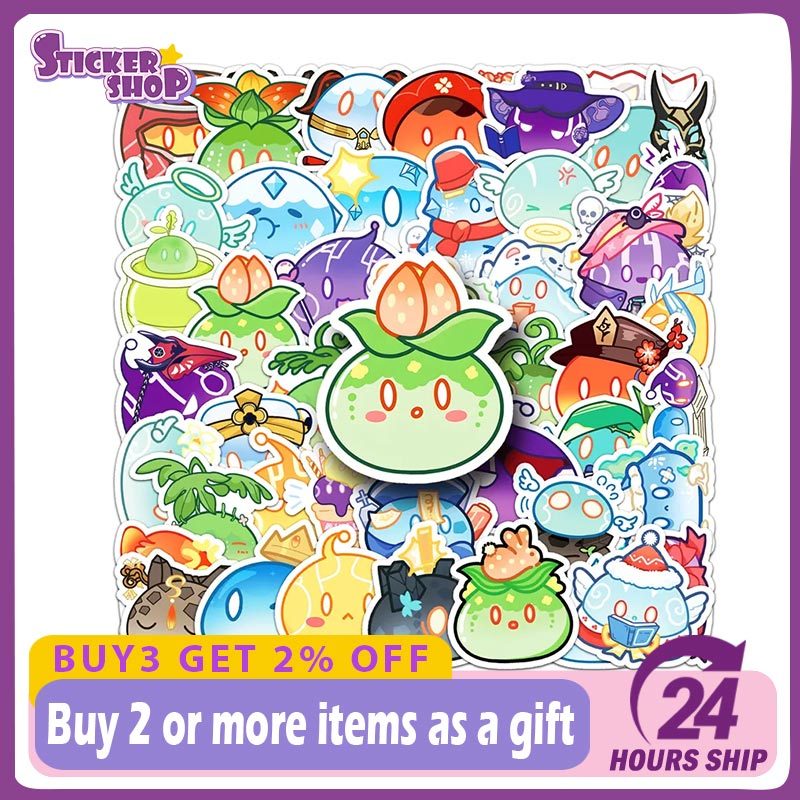 50pcs Genshin Impact Slime Stickers Anime Game Decals Notebook Laptop ...