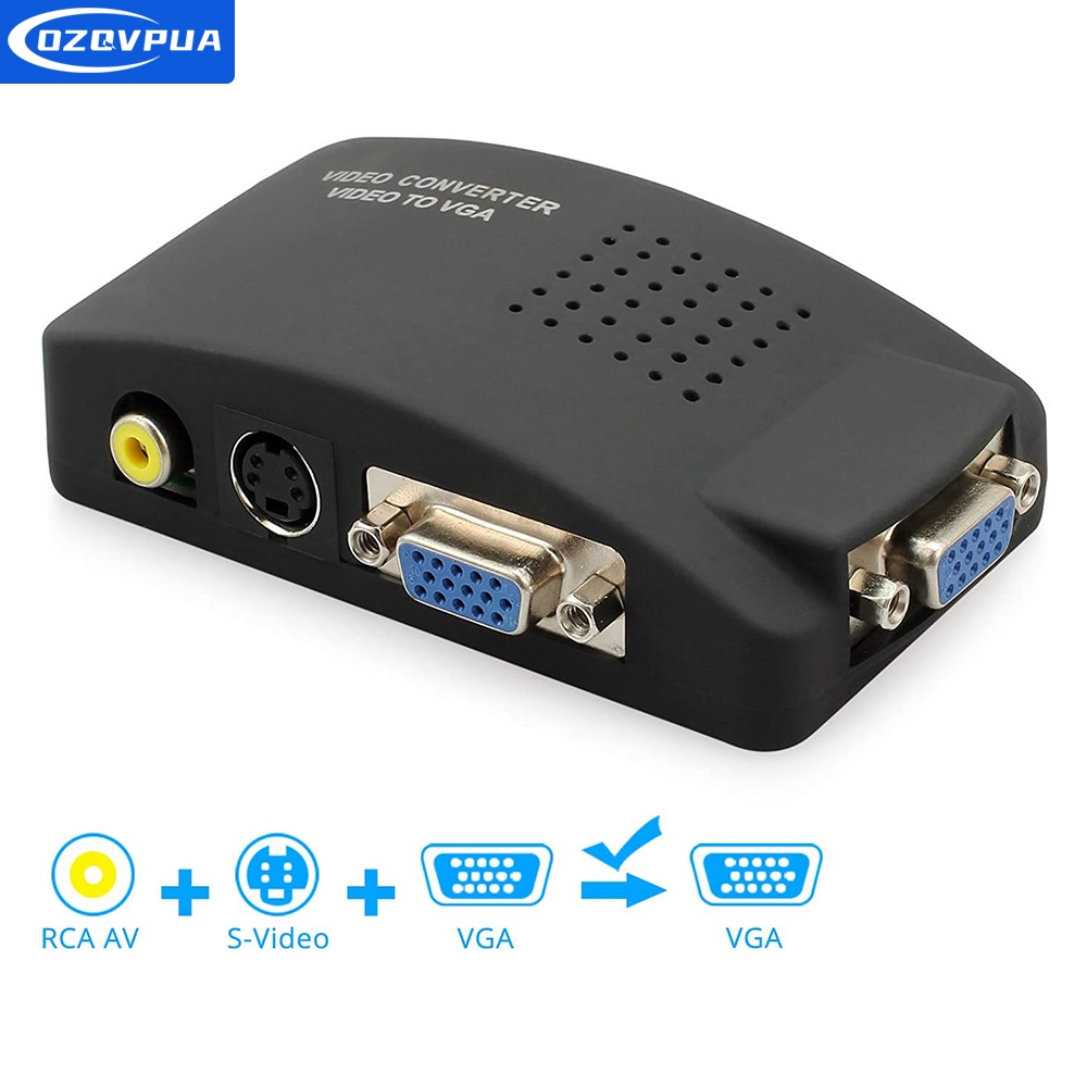 TV to PC Composite RCA/S-Video to VGA Video Converter Box Converter ...