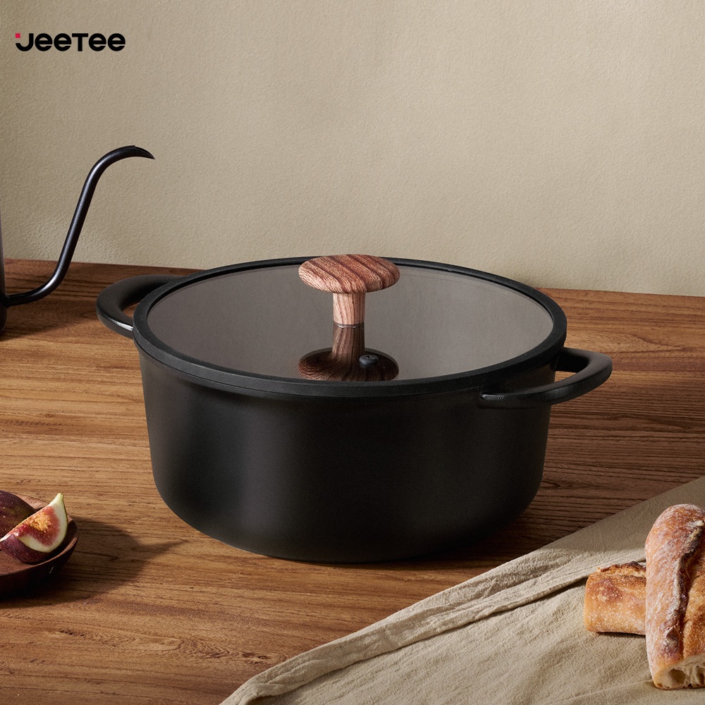 JEETEE NonStick Ceramic soup pot 24CM/28CM Casserole with Lid Oven safe ...