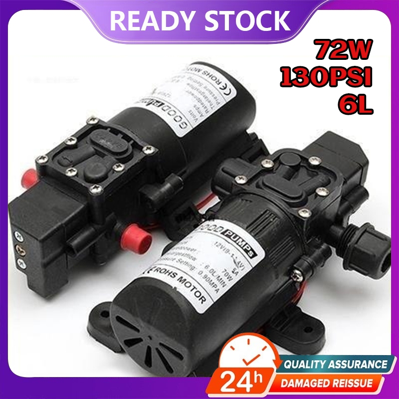 [72W/12V] 130PSI 6L/Min High Pressure Diaphragm Self Priming Water Pump ...