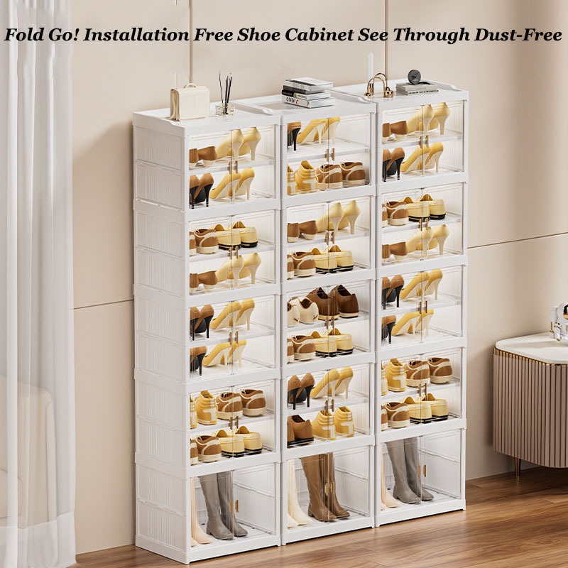 InstallationFree Multilevel Foldable Shoe Rack Dust-proof Plastic ...