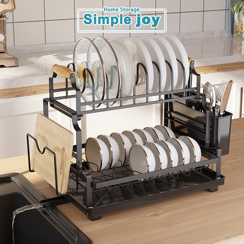 SimpleJoy Rak Pinggan Auto Drainer Tray Kitchen Organizer Storage Rack ...