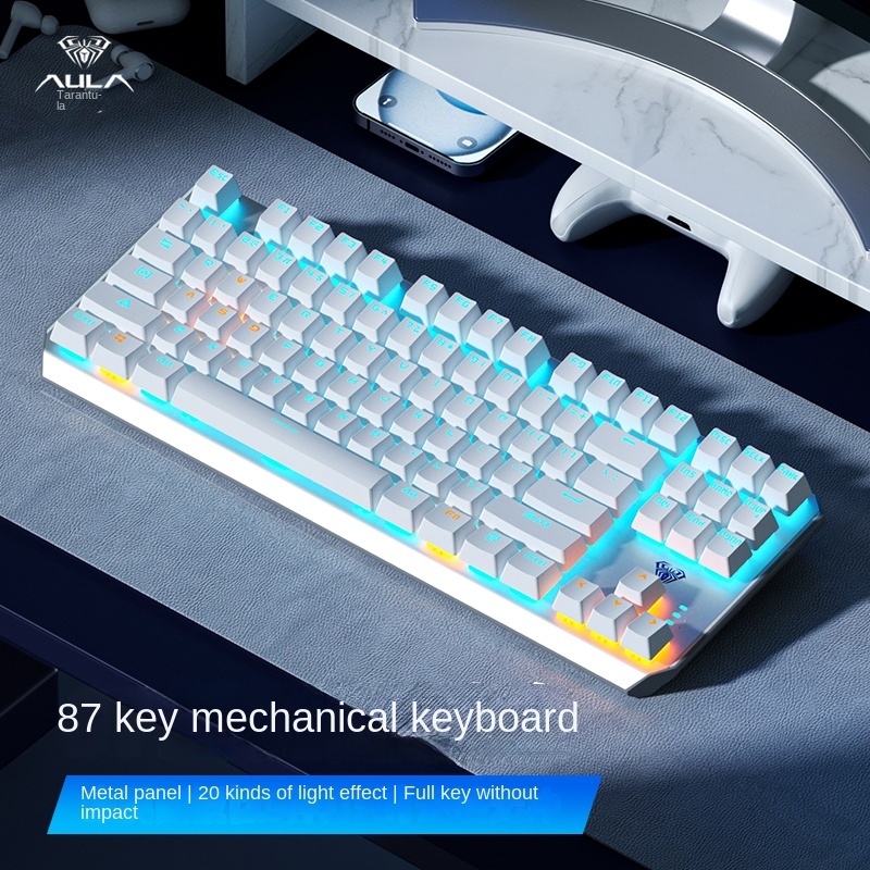 Aula F3087 Wired Gaming Mechanical Keyboard with Blue Backlight 87keys ...