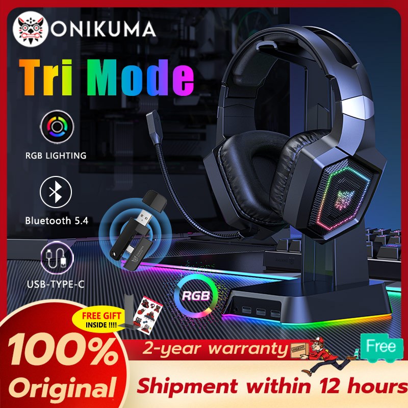 ONIKUMA GT806 Three Mode 2.4G Gaming Headset with Flexible Mic LED ...
