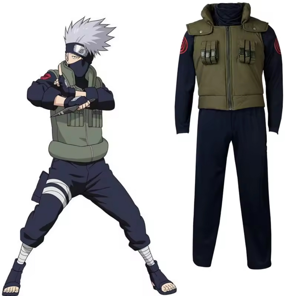 Bilibili Hatake Kakashi Cosplay Costumes Anime Naruto Uniform Ninja ...