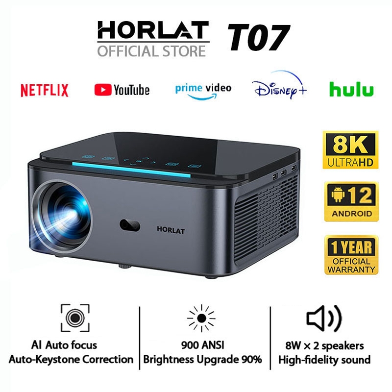 Horlat T07 smart wifi projector 8k HighBright 900ANSI portable ...