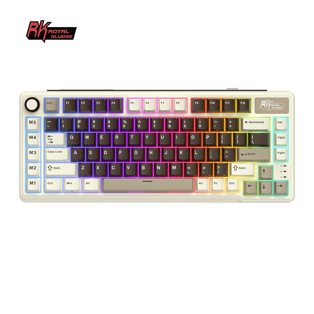 Royal Kludge RK L75 Mocha Grey 85 Key Diy Tri-Mode RGB Wired Bluetooth ...