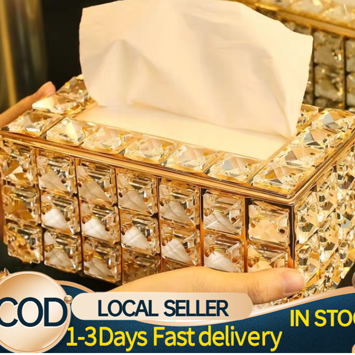 Crystal tissue box Europe style Luxury Paper Towel Crystal Storage Box ...