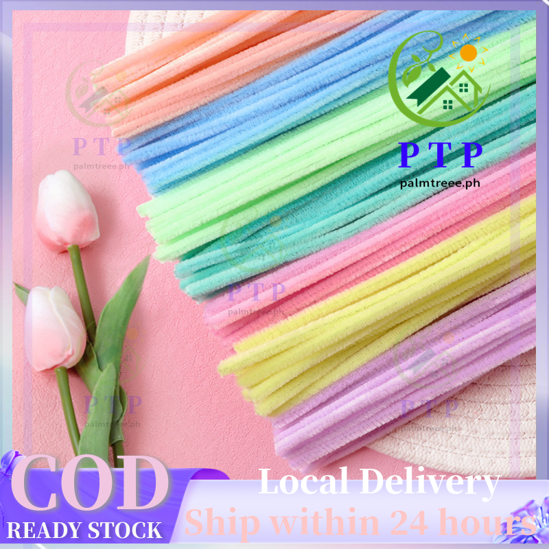 【Ready Stock】100PCS Fuzzy Wire Colored Chenille Wires Fluffy Sticks ...