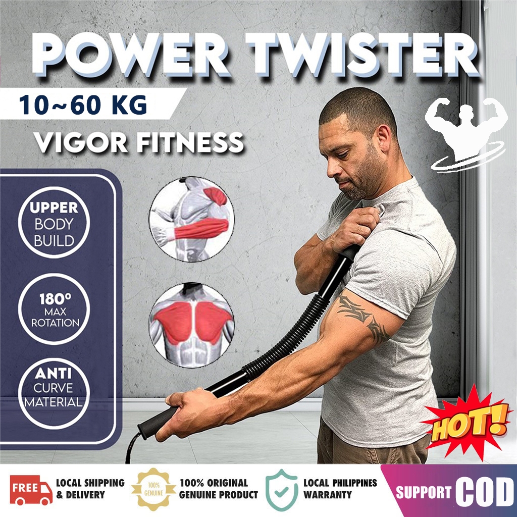 （10~60kg）Power Twister Spring Bar Arm Strength Hand Gripper Resistance ...